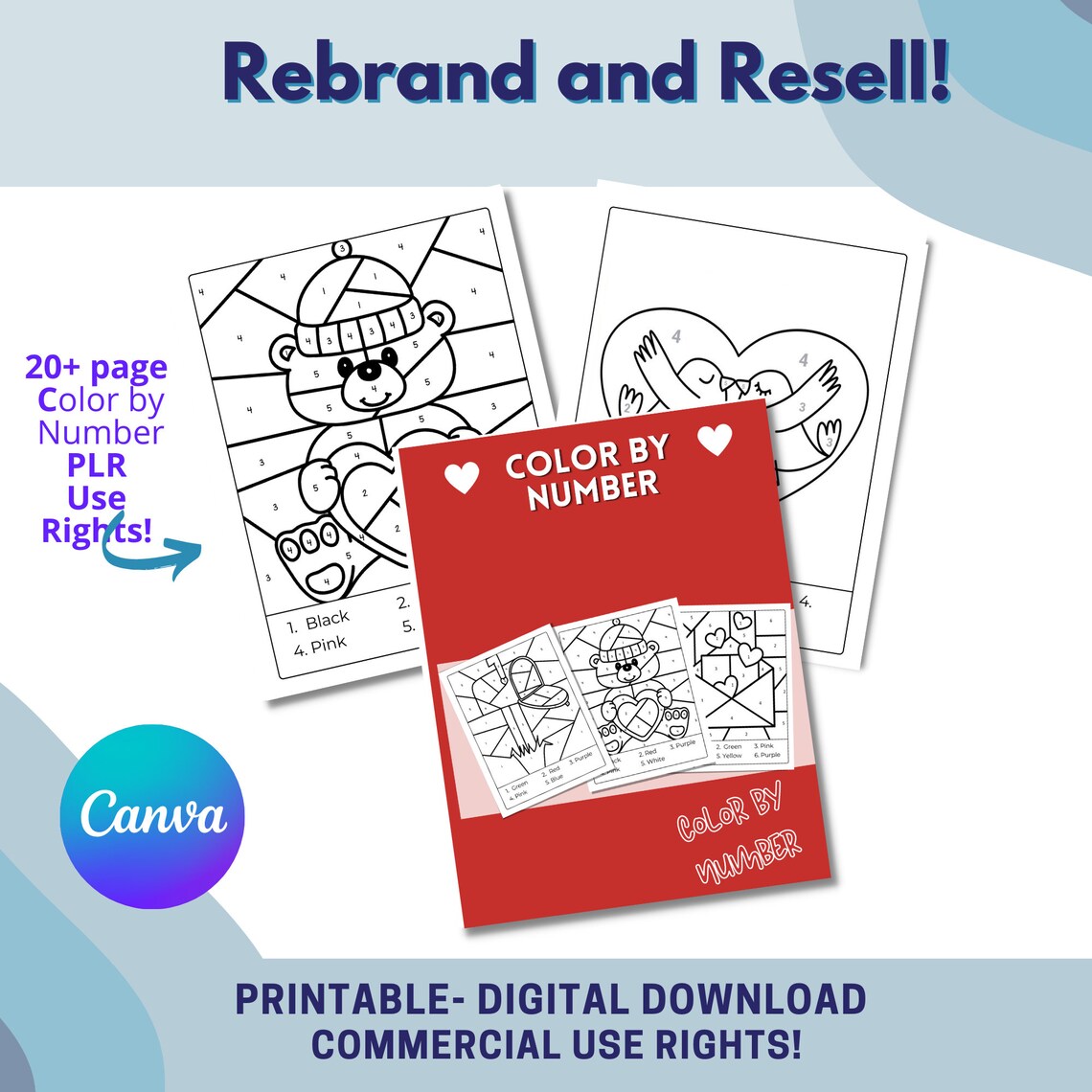 Commercial Use Canva Valentine Color by Number Template Kit, Editable ...