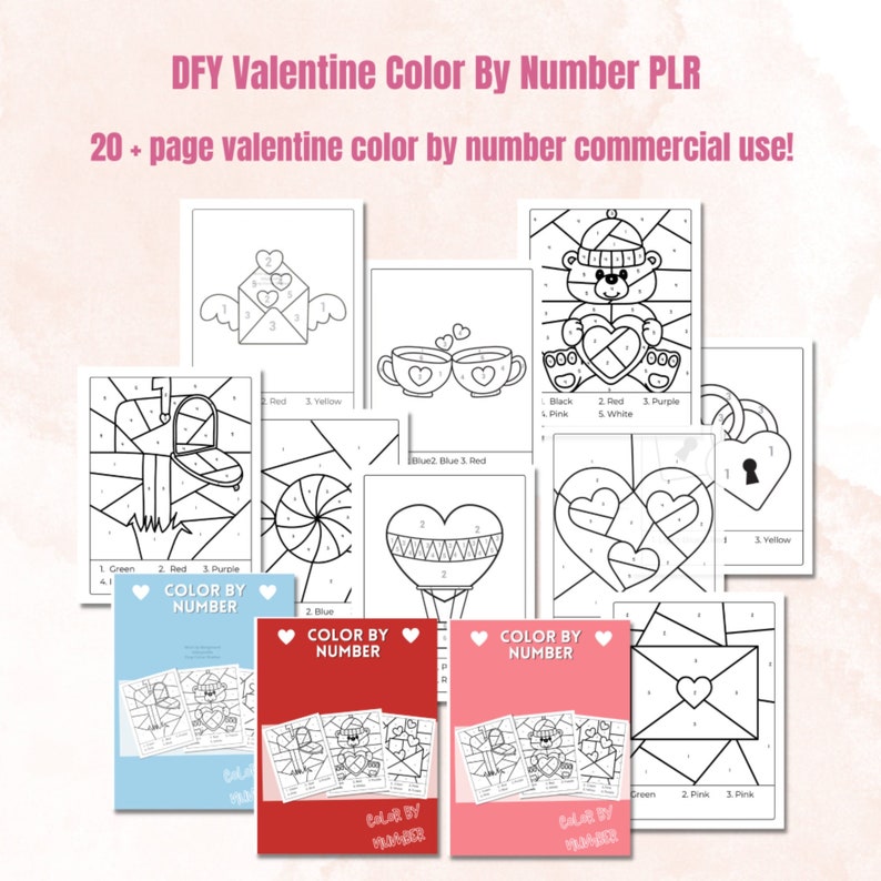 Commercial Use Canva Valentine Color by Number Template Kit, Editable ...