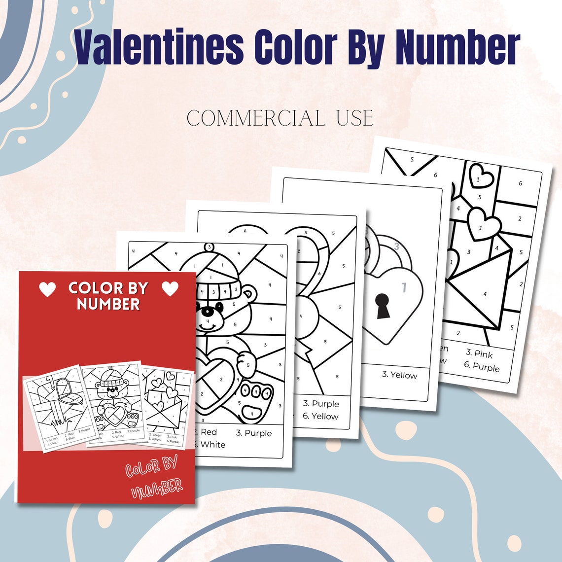 Commercial Use Canva Valentine Color by Number Template Kit, Editable ...