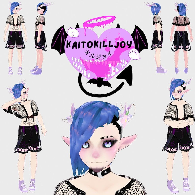 PREMADE Trans Masc Goth Deer Demon Vtuber Model ready to Use - Etsy