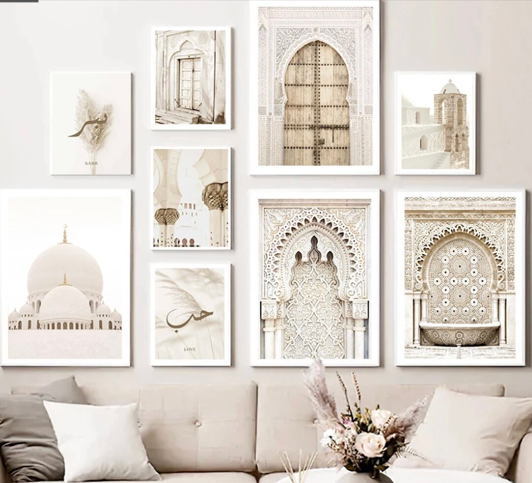 Islam Wall Art; Poster Set, Sheikh Zayed Mosque, White Rose, Mosque ...