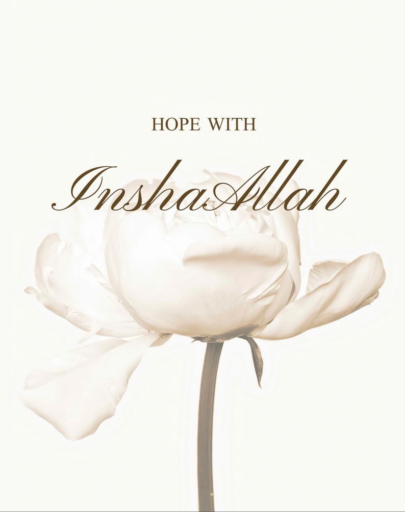 Islam Wall Art, Hope With Inshallah Rose, Digital Print, Minimalist ...