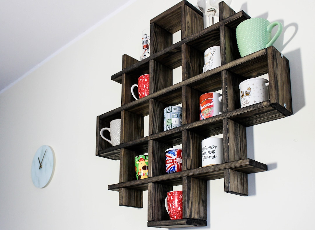 Handmade Shelf for Storing Tea Coffee Mugs Wooden Shelf for Office Bar ...