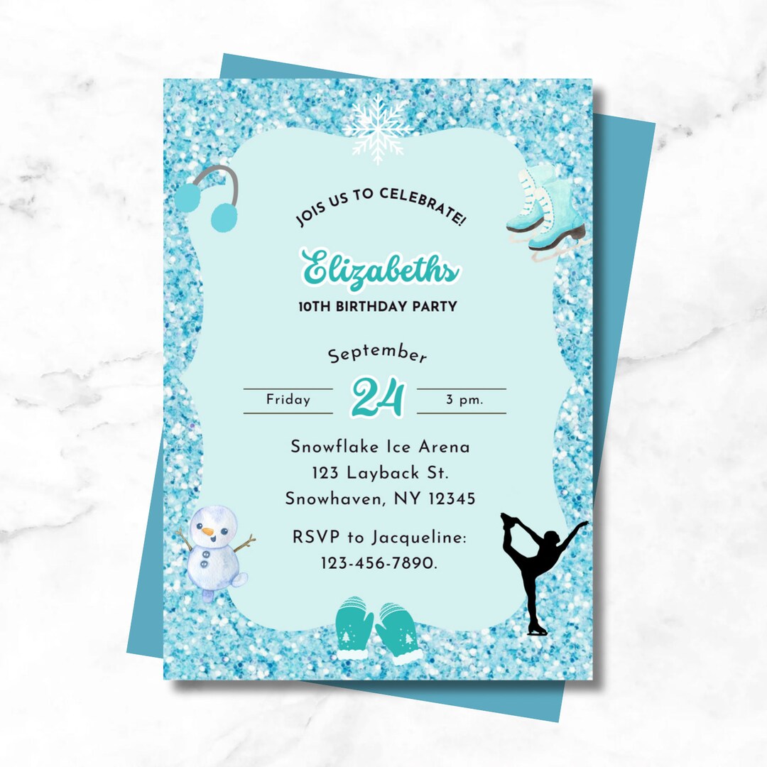 Sparkle Ice Skating Birthday Invitation | Birthday Invitations |ice ...