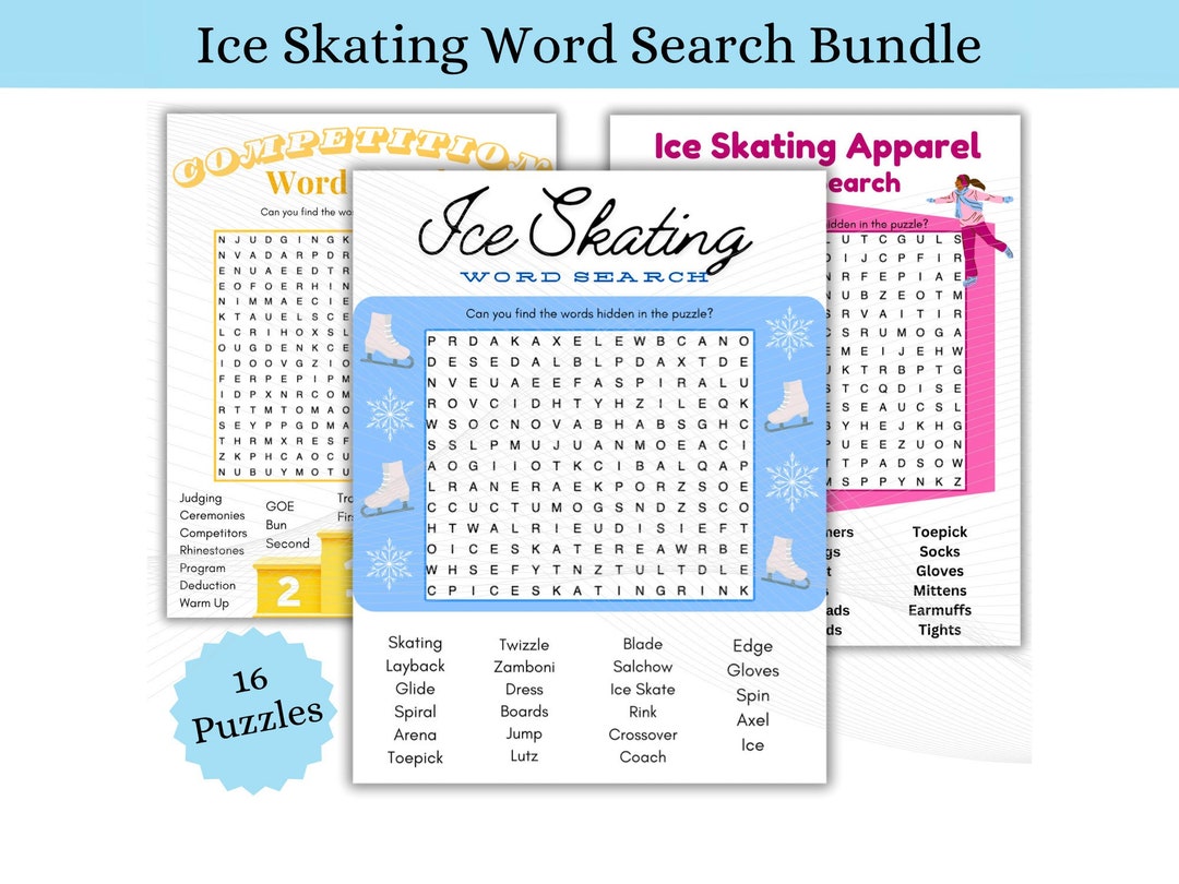Ice Skating Word Search Bundle | Word Search | Ice Skating Word Search ...