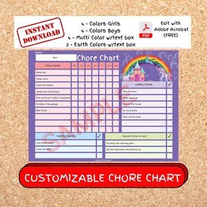 Chore Chart Bundle, Editable, Printable, Customizable, All Ages ...
