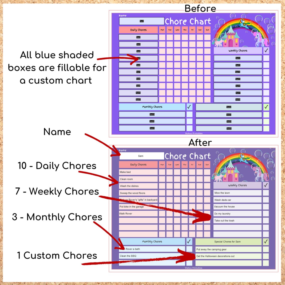 Chore Chart Bundle Editable Printable Customizable All - Etsy