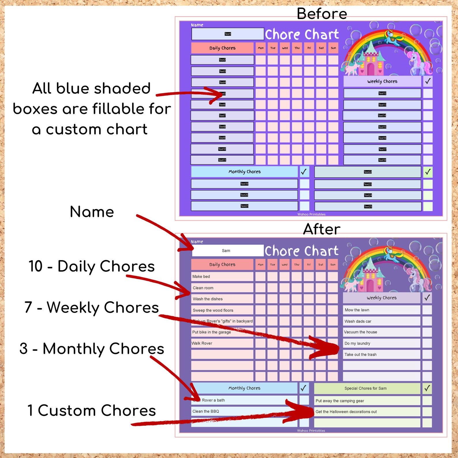 Chore Chart Bundle Editable Printable Customizable All - Etsy