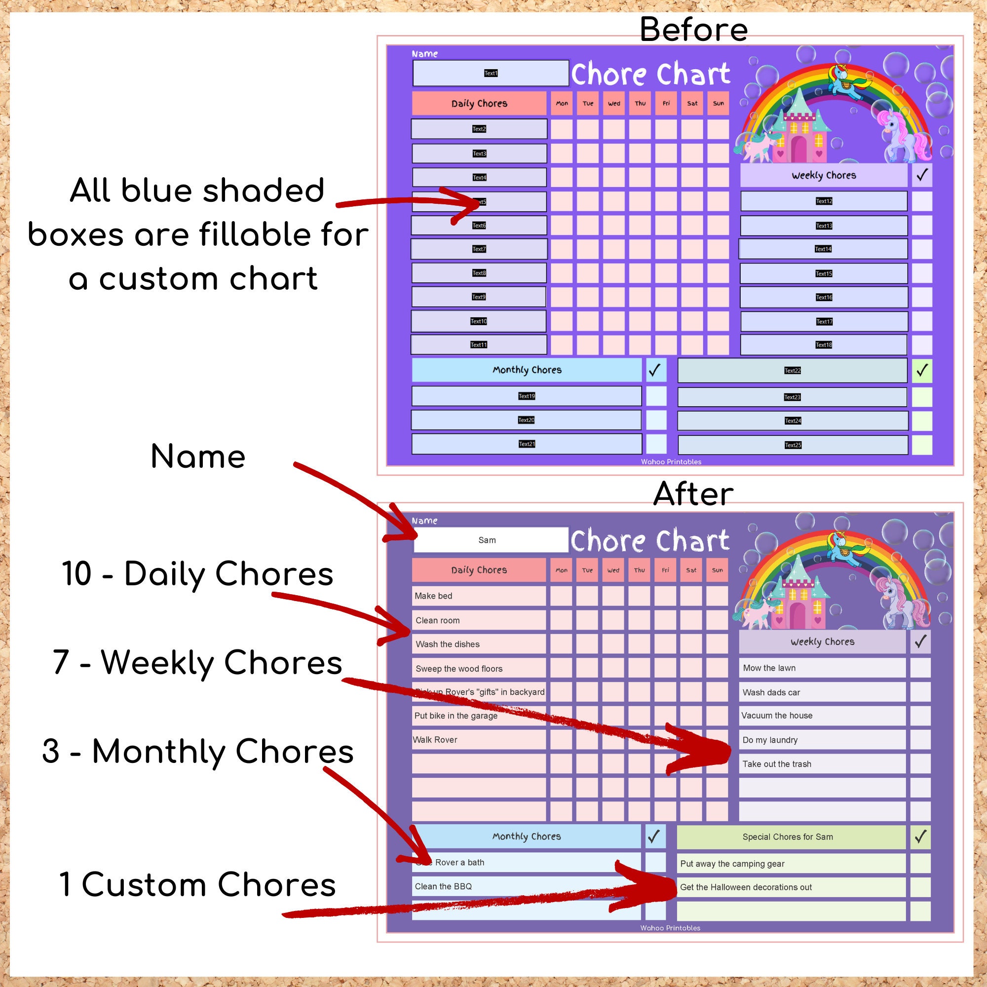 Chore Chart Bundle Editable Printable Customizable All - Etsy