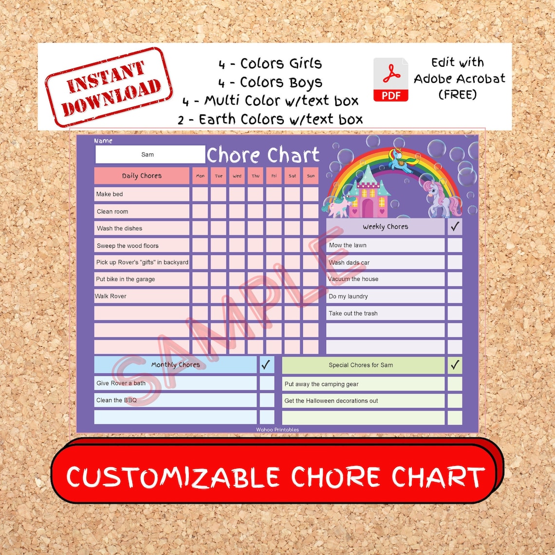 Chore Chart Bundle Editable Printable Customizable All - Etsy