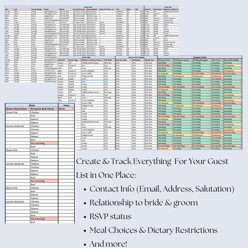 The Ultimate Wedding Guest Master Tracker - Etsy