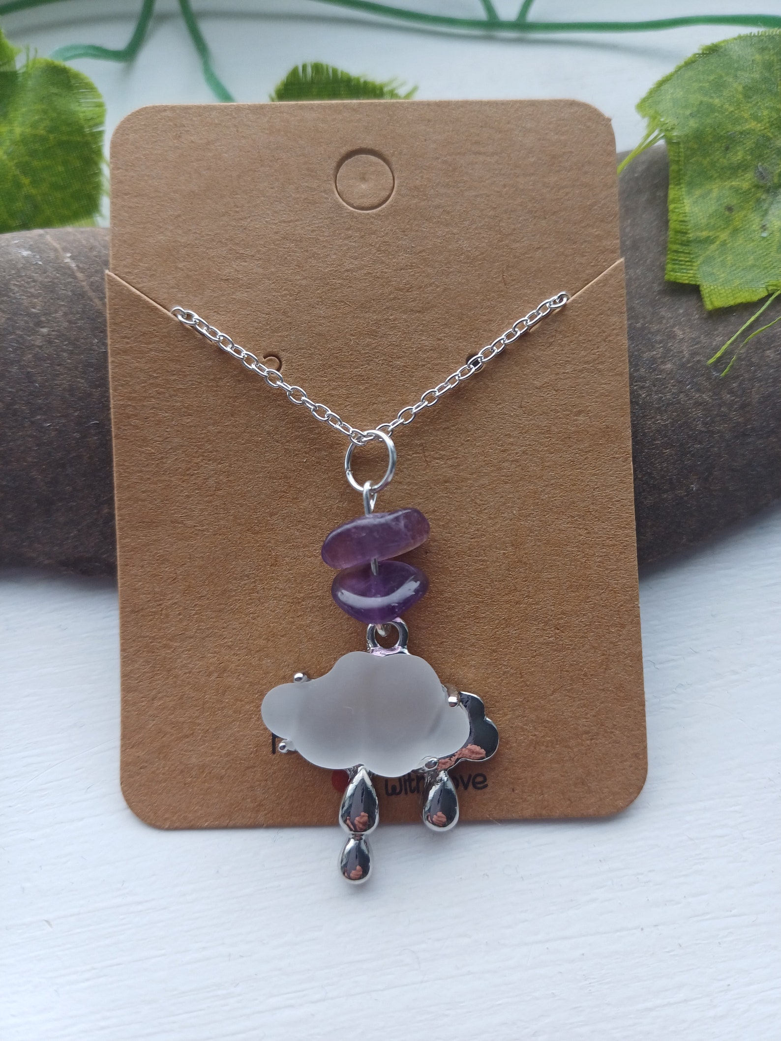 Cloud and Raindrop Crystal Chip Necklace. - Etsy
