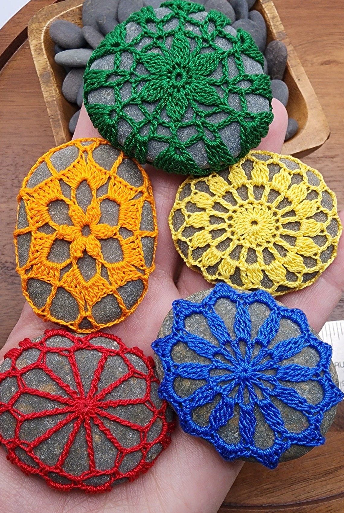 Crocheted Stone Rainbow Set - Etsy
