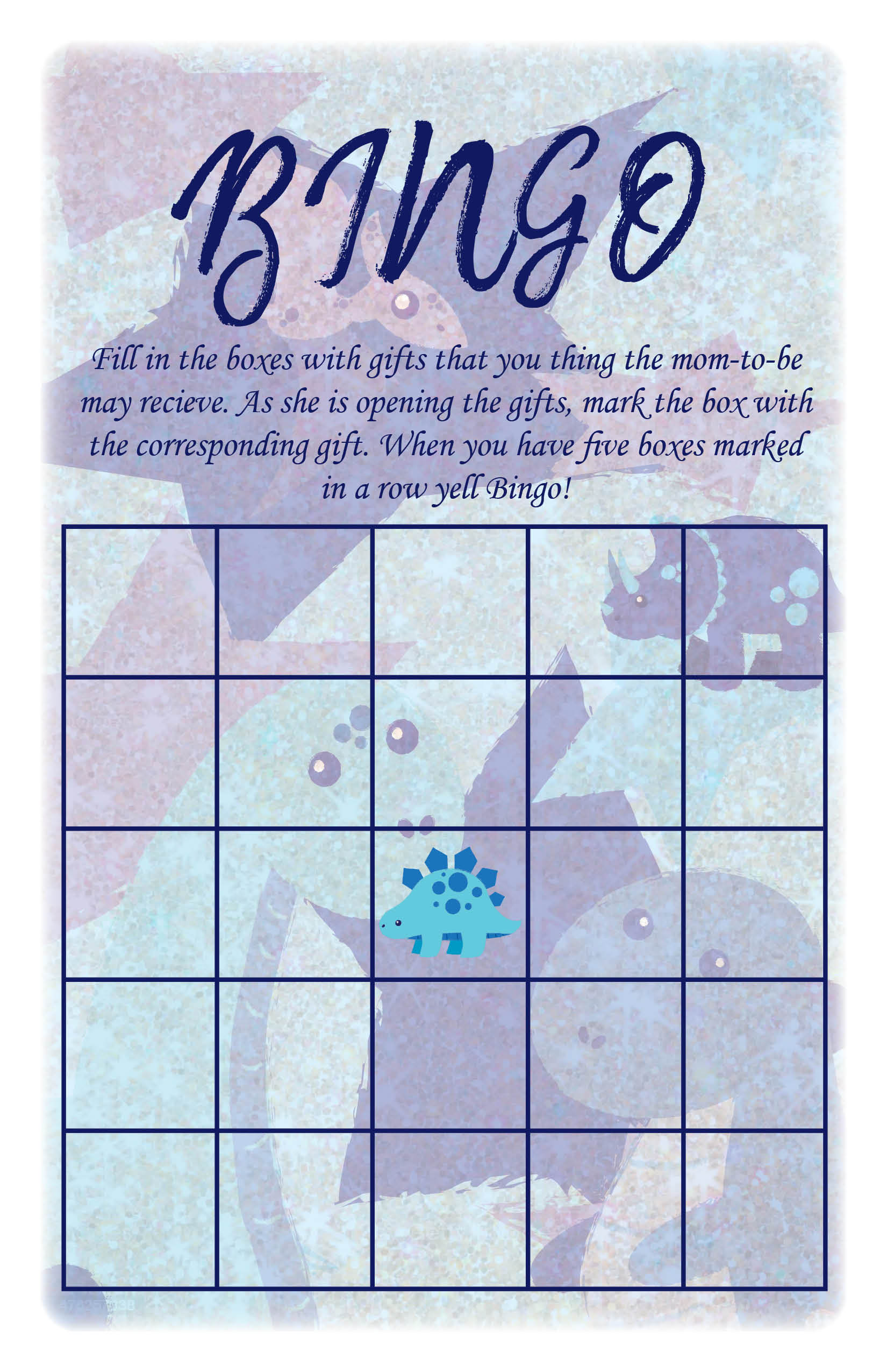 Blue Dino - Baby Shower Game Bundle - Wishes and Hopes - BINGO - Word ...