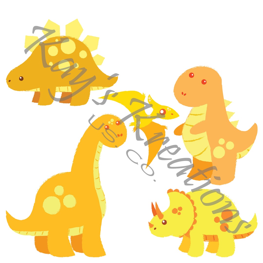 Yellow Dino Bundle - Triceratops - T Rex - Longneck - Stegosaurus ...