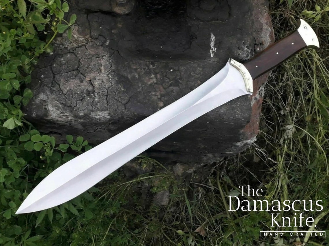 Roman Gladius Double Edged Handmade GREEK XIPHOS SWORD D2 Steel Full Tang With Rose Wood Handle ...