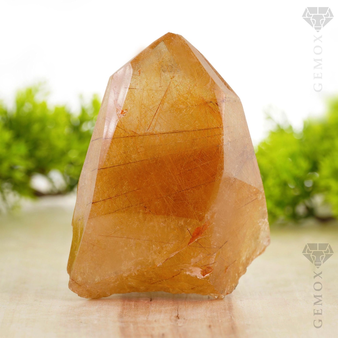 Golden Rutilated Quartz Raw Crystal Point Natural Rare Rough Healing ...
