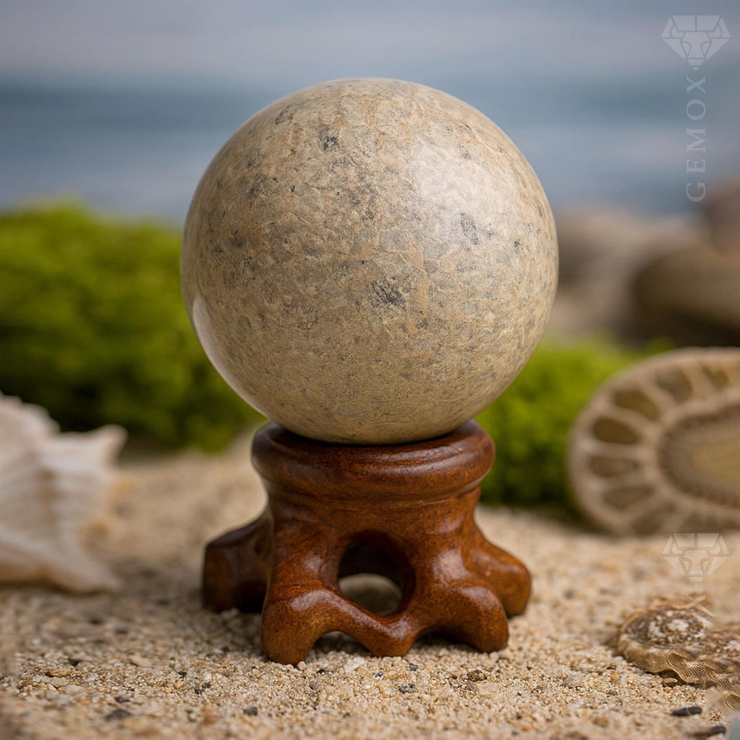 Dinosaur Bone Sphere 43mm. Polished Fossil Crystal Ball 114g ...