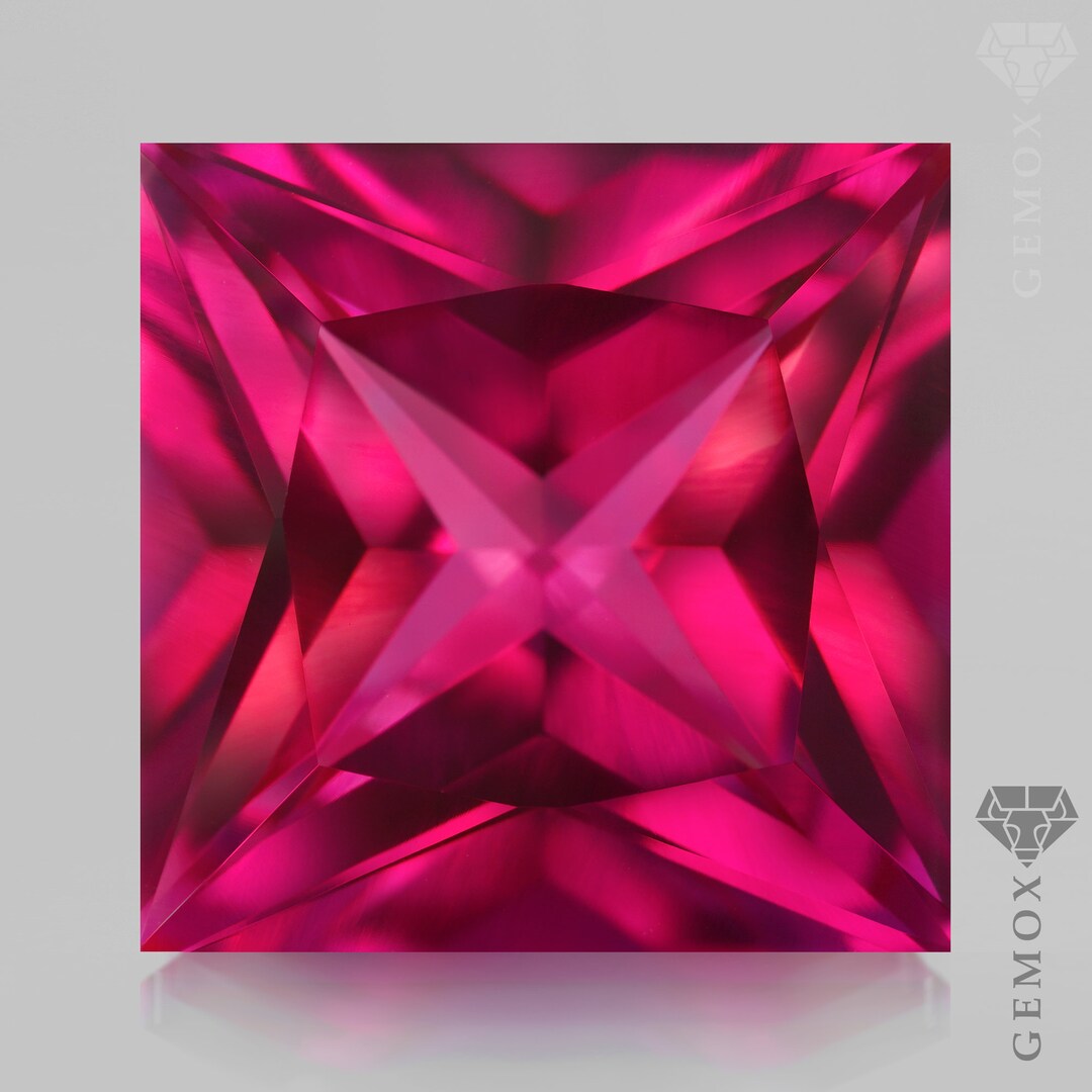 Pinkish Ruby Square Princess Cut Genuine Lab-grown Loose Gemstone Pink ...