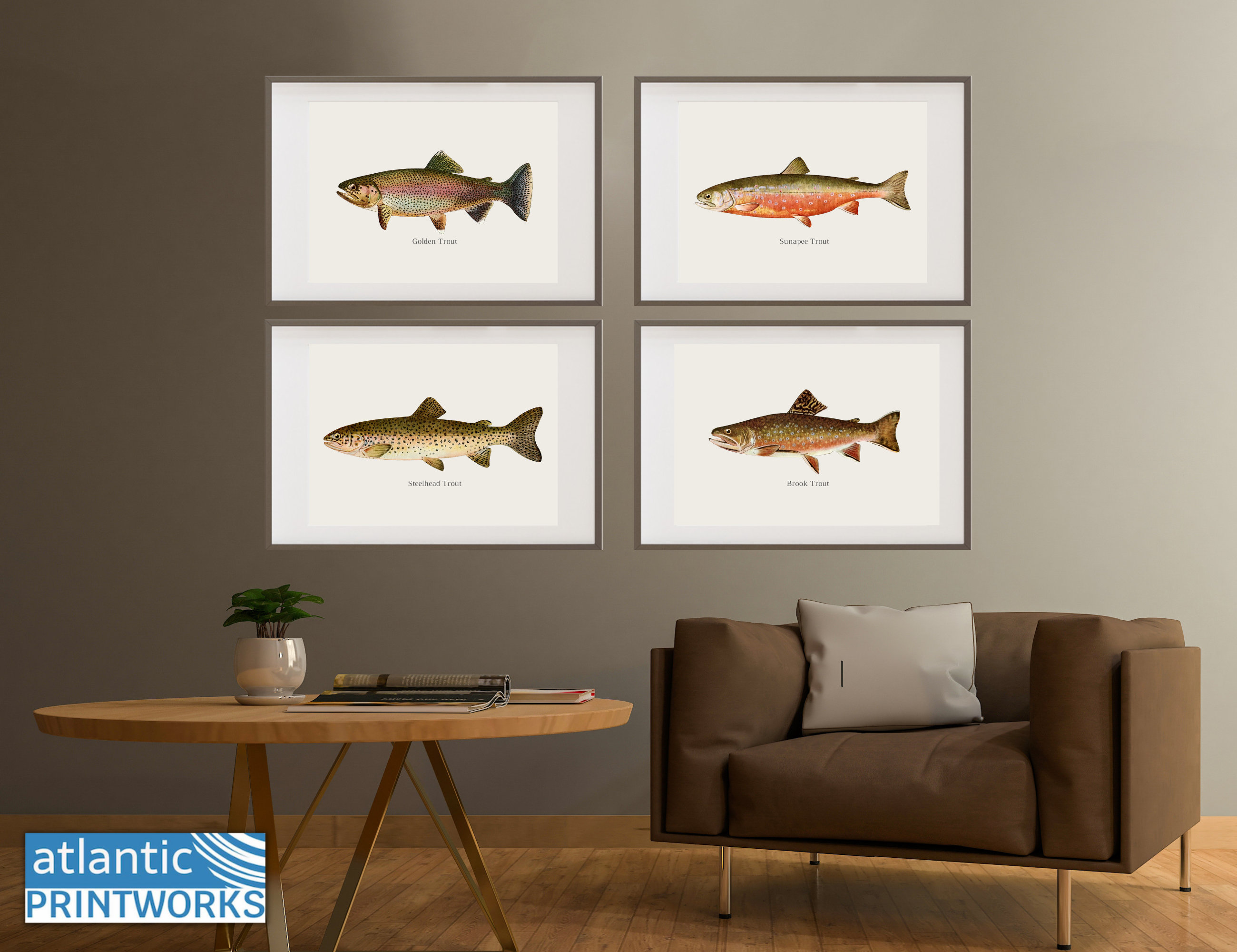 Printable Freshwater Fish Art Prints, Set of 4, Fishing Wall Art ...