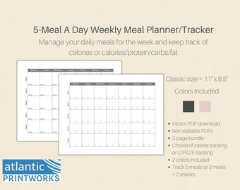 Printable Weekly Meal Planner Food Diary Calorie Fat Carbs Protein ...