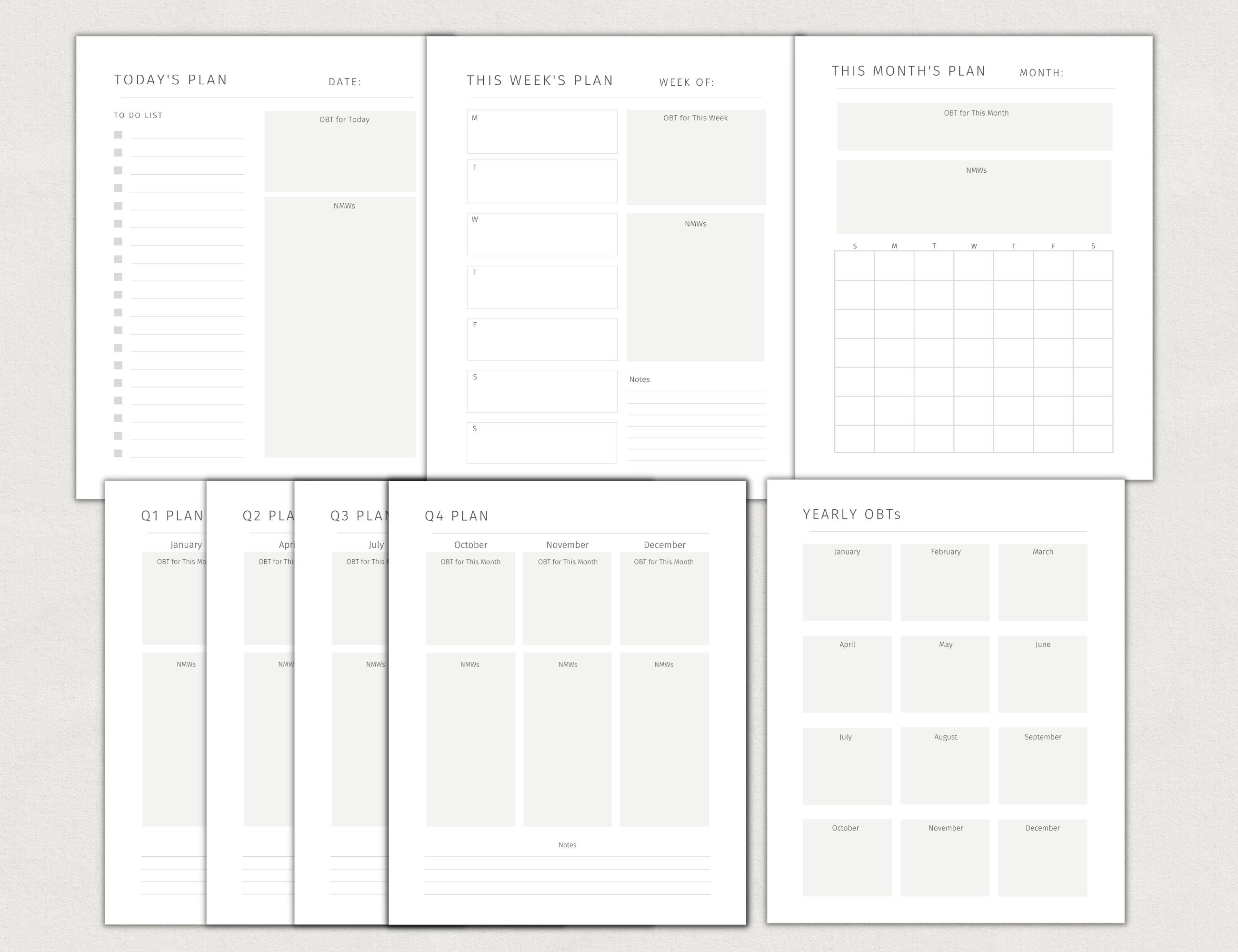 Printable Goal Planner Goal Tracker Bundle Motivational Minimalist ...