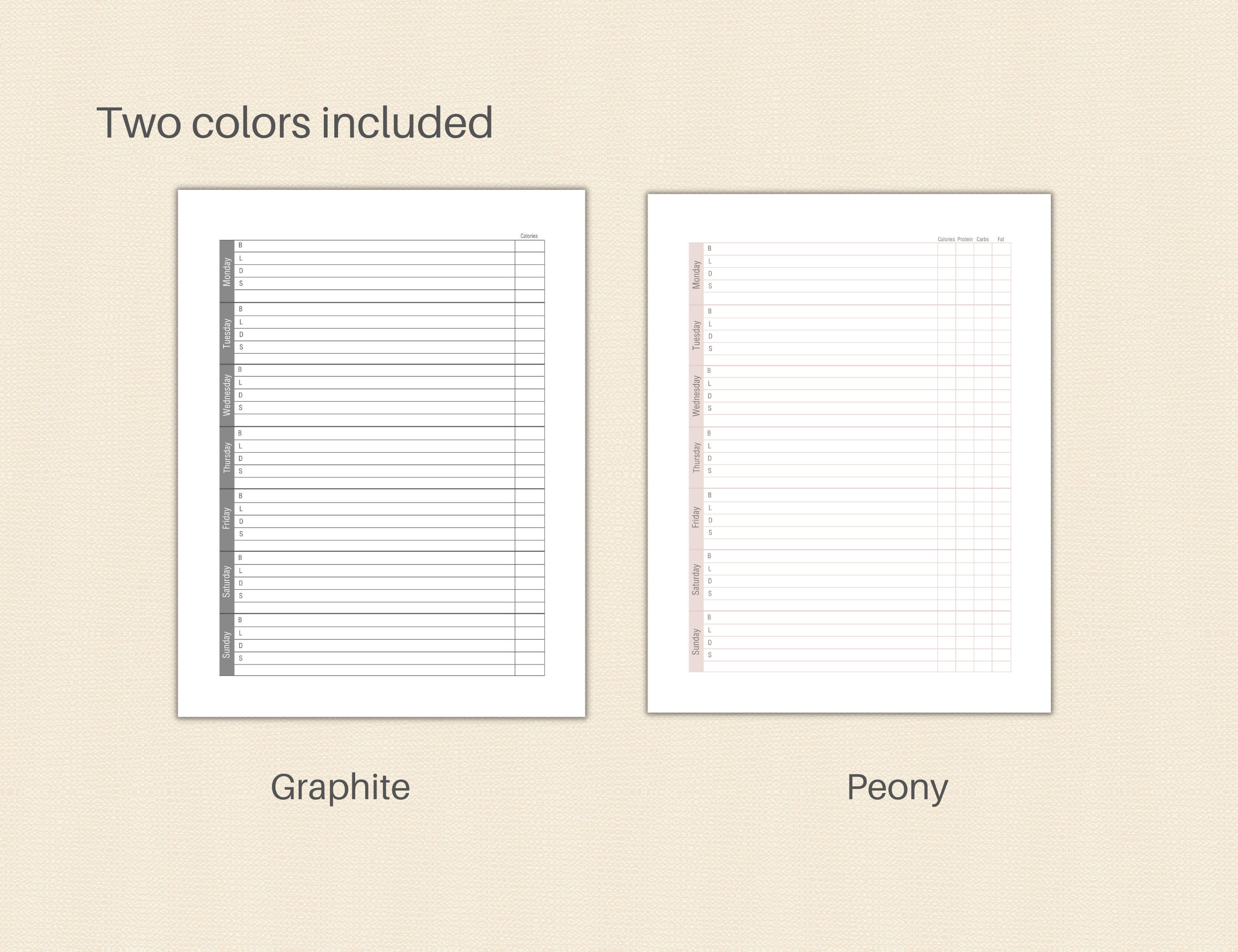 Printable Weekly Meal Planner Food Diary Calorie Fat Carbs Protein ...