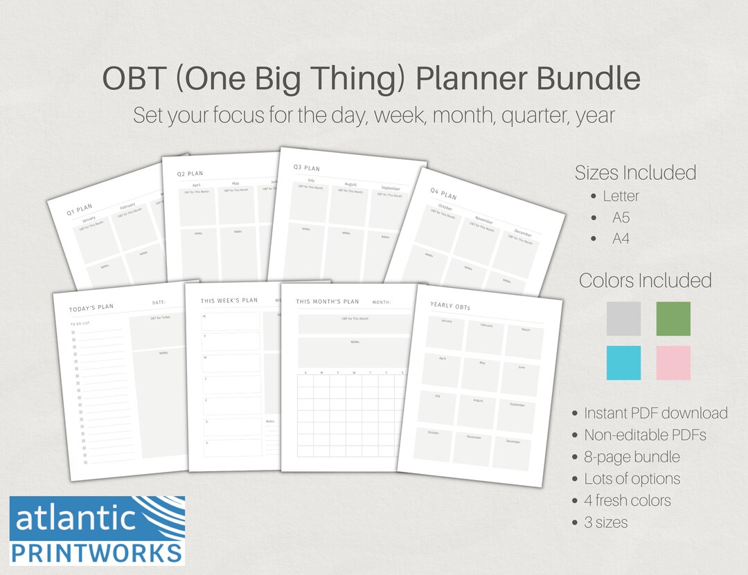 Printable Goal Planner Goal Tracker Bundle Motivational Minimalist ...