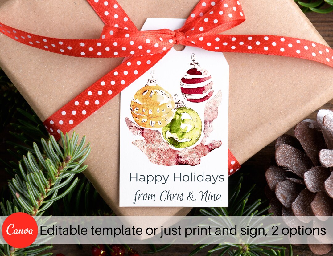 EDITABLE Christmas Tags, Holiday Gift Tags, Instant Download ...