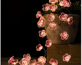 Pink Flower String Lights - Etsy