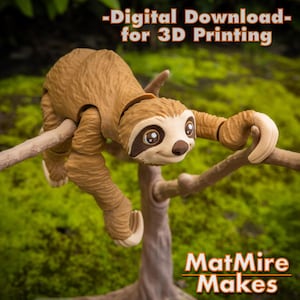 Sloth Plus Tree Display .STL File for 3d Printing, Articulated Fidget ...