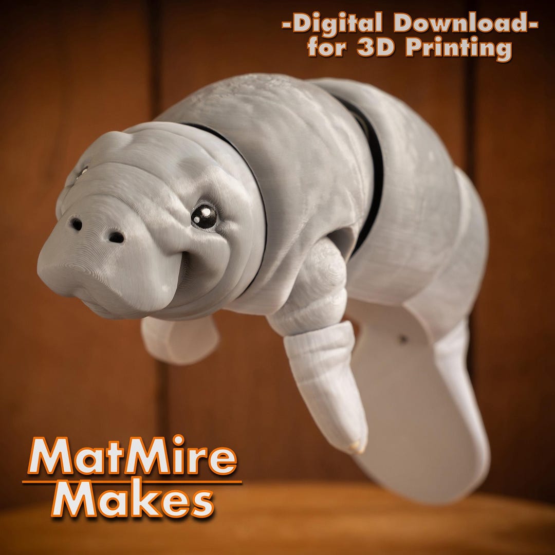 Manatee Digital .STL File for 3d Printing, Articulated Fidget Figure ...