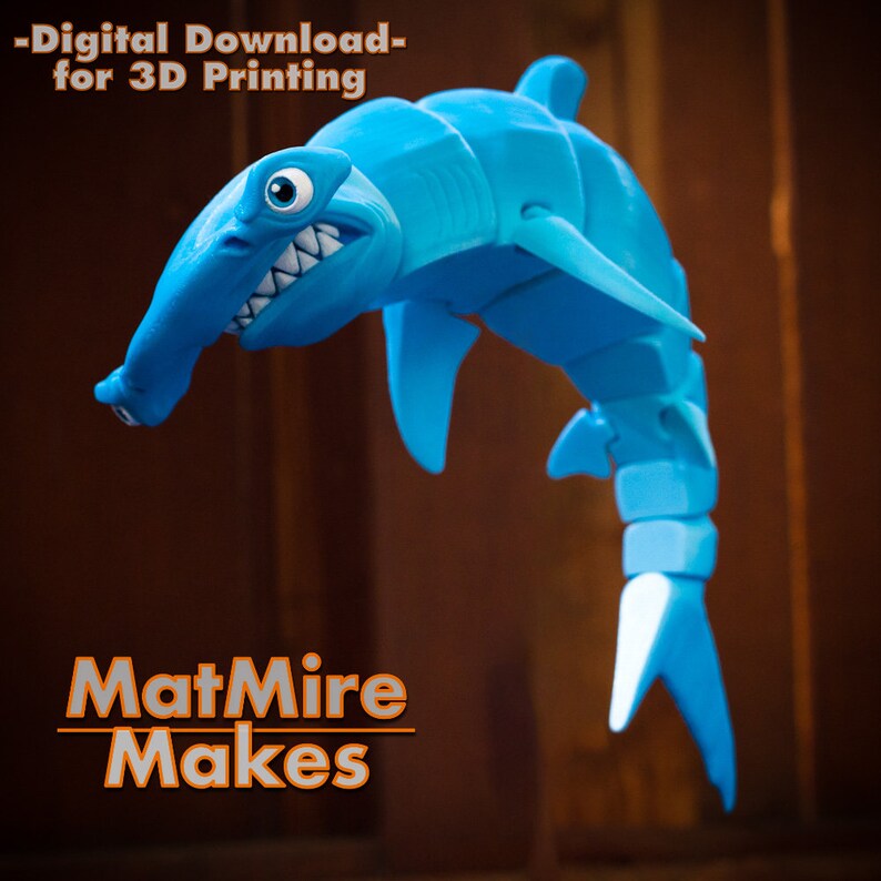 Hammerhead Shark Digital .STL File for 3d Printing, Articulated Fidget ...