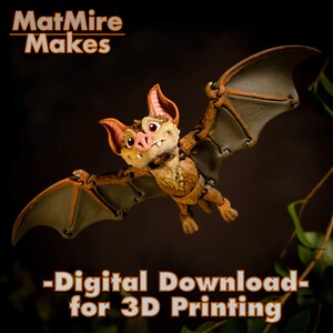 Bat .STL Digital File for 3d Printing, Print-in-place Body, Snap-fit ...