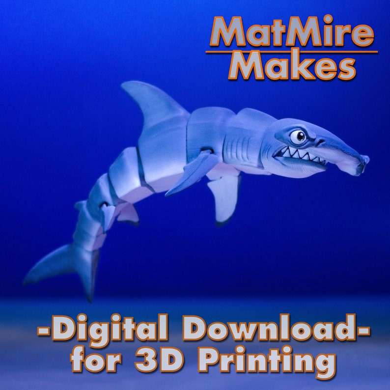 Hammerhead Shark Digital .STL File for 3d Printing, Articulated Fidget ...