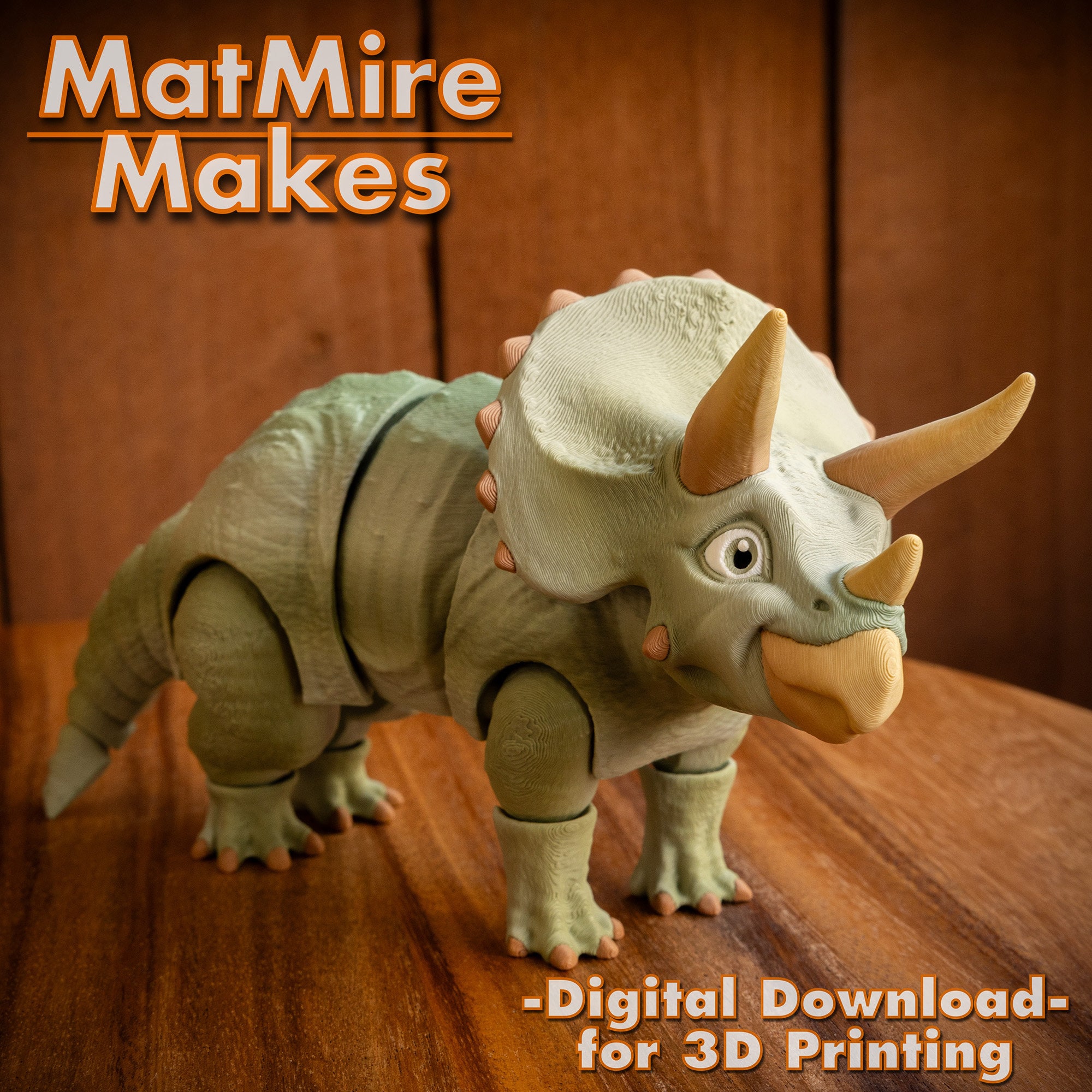 Triceratops Digital .STL File for 3d Printing, Articulated Fidget ...
