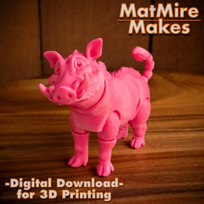 Warthog Digital .STL File for 3d Printing, Articulated Fidget Figure ...