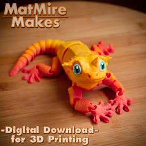 Crested Gecko Digital .STL File for 3d Printing, Articulated Fidget ...