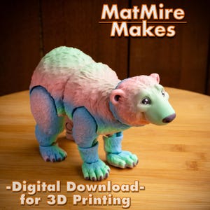 Polar Bear Digital .STL File for 3d Printing, Santa Hat Version ...