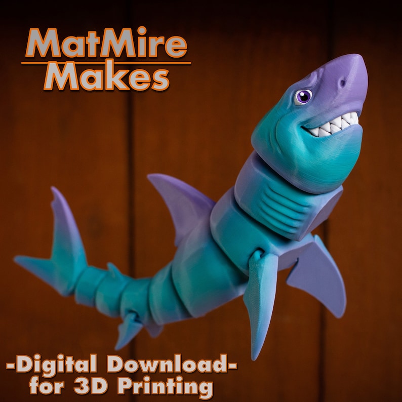 Great White Shark Digital .STL File for 3d Printing, Articulated Fidget ...