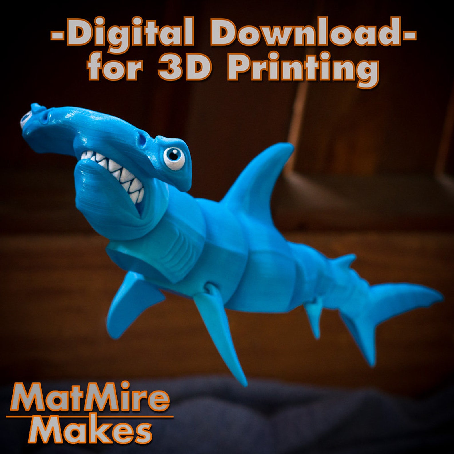 Hammerhead Shark Digital .STL File for 3d Printing, Articulated Fidget ...