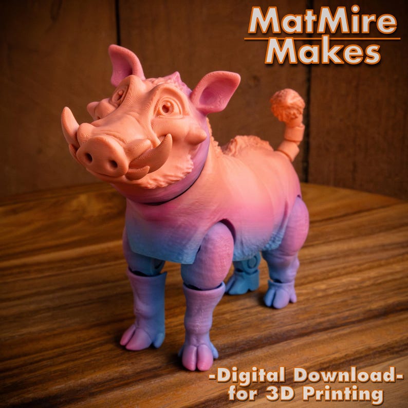 Warthog Digital .STL File for 3d Printing, Articulated Fidget Figure ...