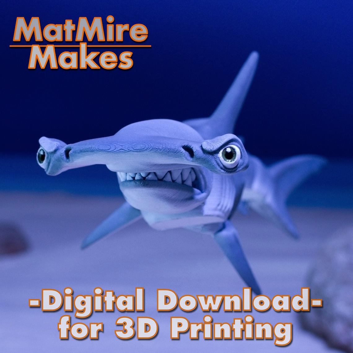 Hammerhead Shark Digital .STL File for 3d Printing, Articulated Fidget ...