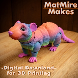 Rat Digital .STL File for 3d Printing, Articulated Fidget Rodent Figure ...