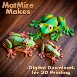 Tree Frog Digital .STL File for 3d Printing, Articulated Fidget Figure ...
