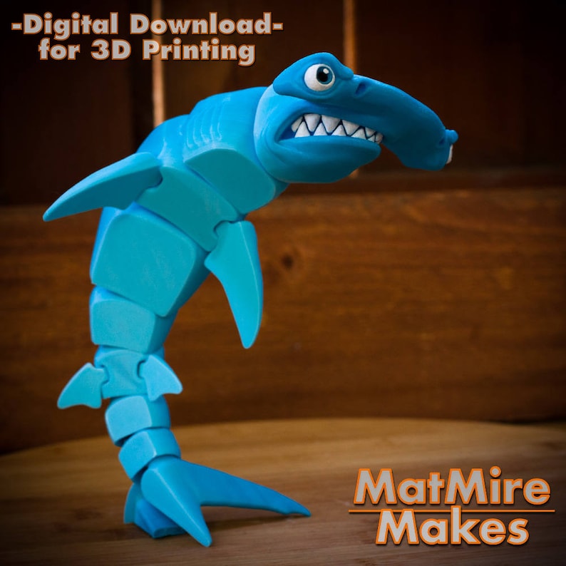 Hammerhead Shark Digital .STL File for 3d Printing, Articulated Fidget ...
