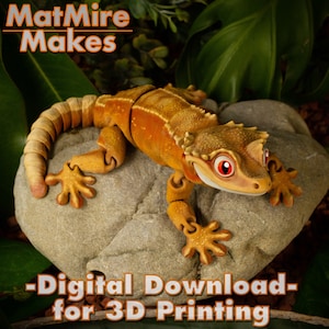 Crested Gecko Digital .STL File for 3d Printing, Articulated Fidget ...