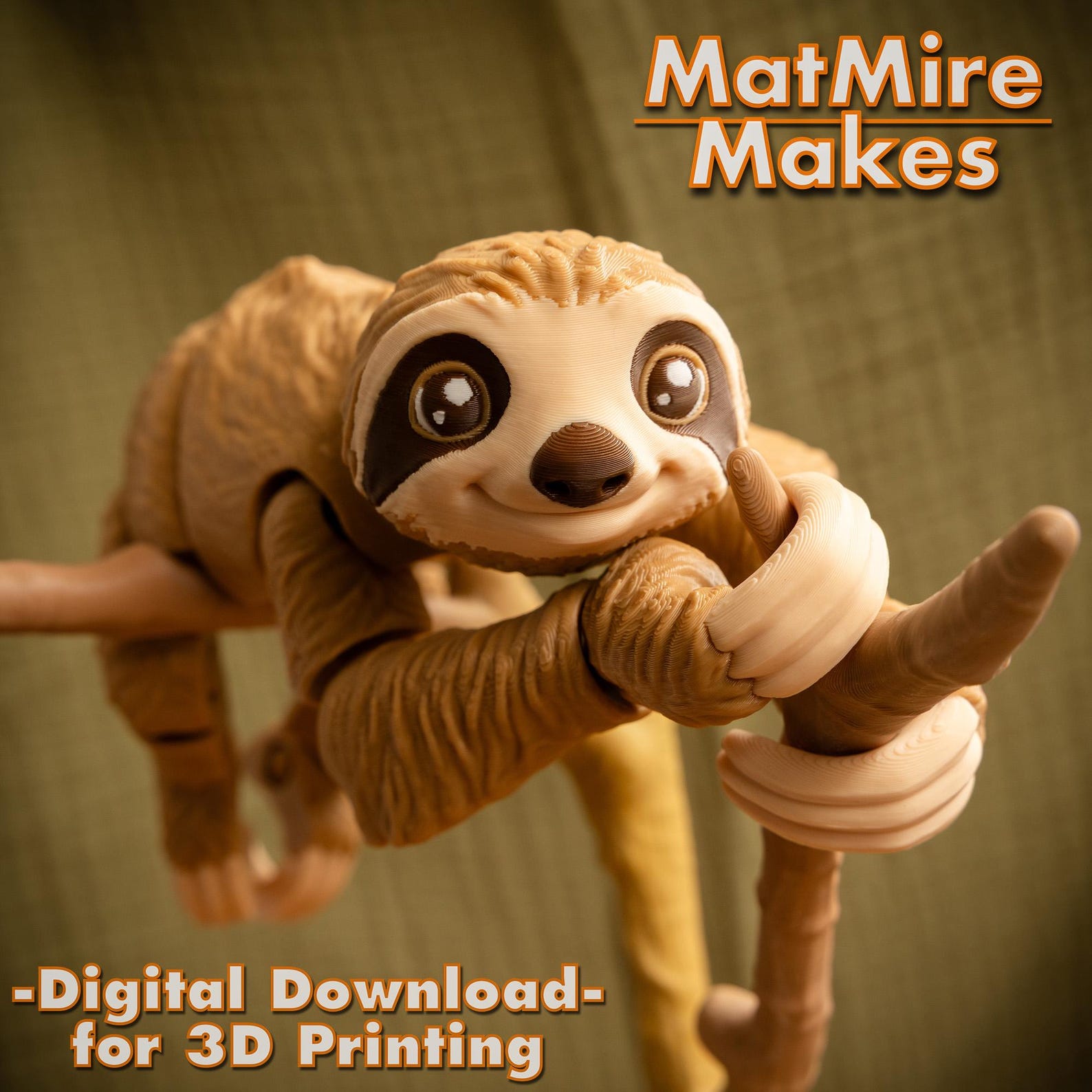 Sloth Plus Tree Display .STL File for 3d Printing, Articulated Fidget ...