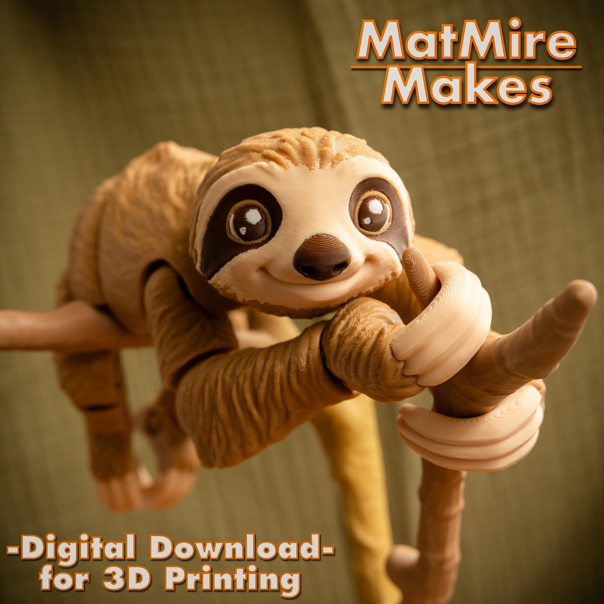 Sloth Plus Tree Display .STL File for 3d Printing, Articulated Fidget ...