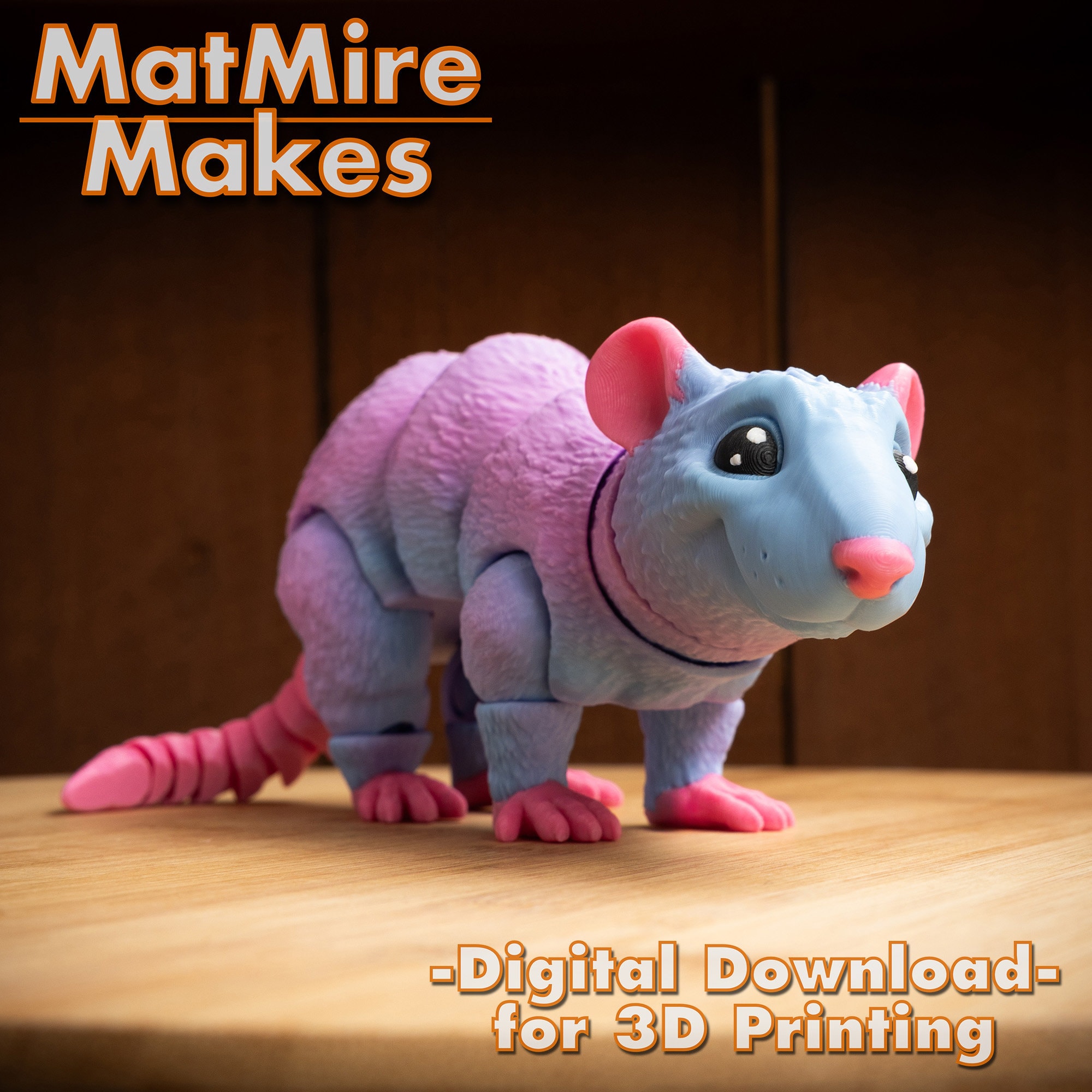 Rat Digital .STL File for 3d Printing, Articulated Fidget Rodent Figure ...